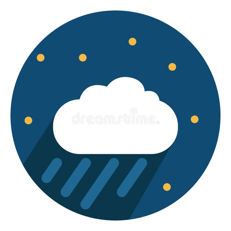 Heavy night rain, icon stock vector. Illustration of blue - 260377235