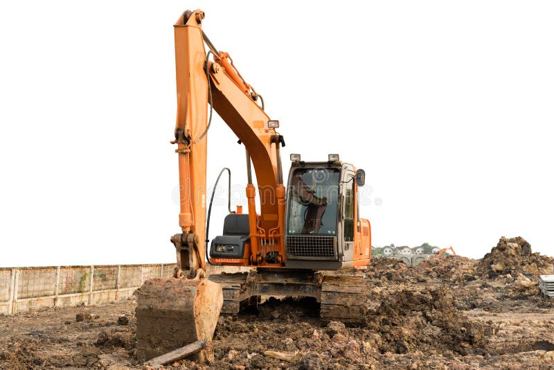 Heavy Orange Machine Crawler Loader or Loader Excavator, Removing Soil ...