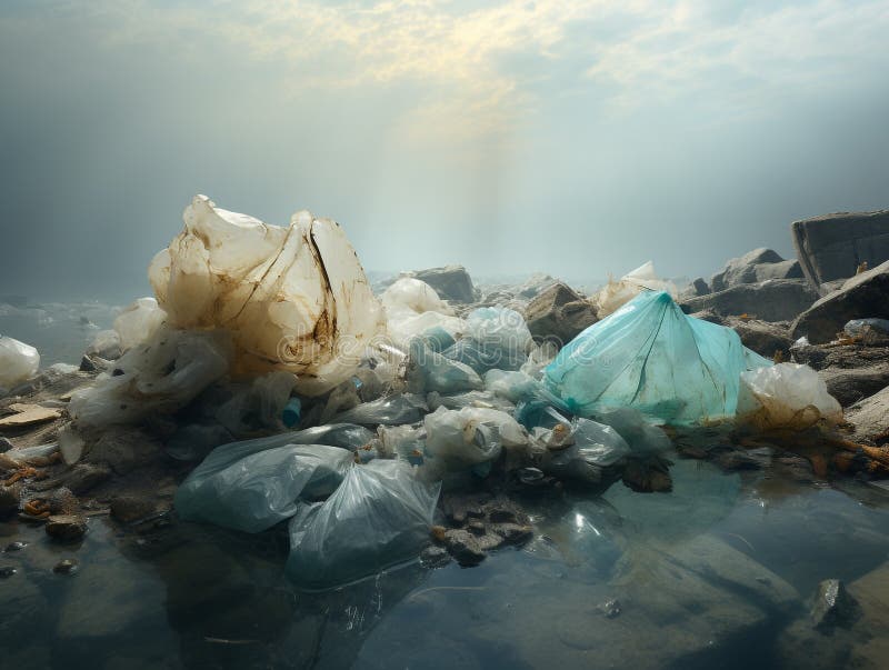 Heavy Pollution of Waste and Plastic Bags Stock Illustration ...