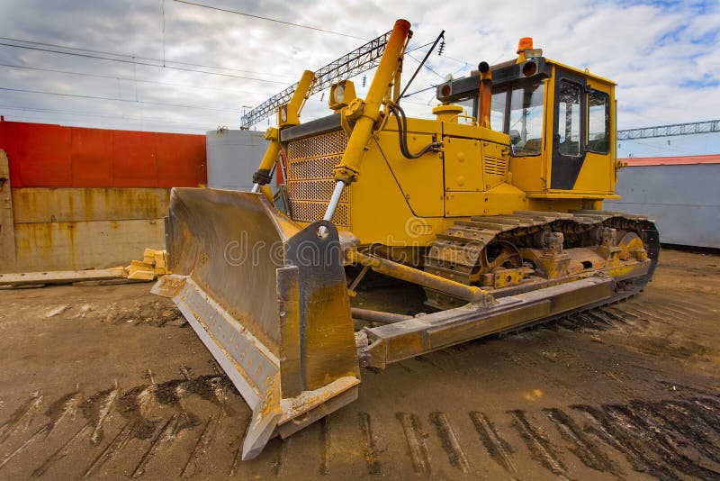 Heavy Power Bulldozer Work on a Building Site Stock Photo - Image of ...