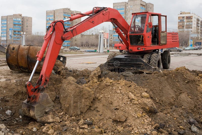 Heavy Power Bulldozer Work on a Building Site Stock Image - Image of ...