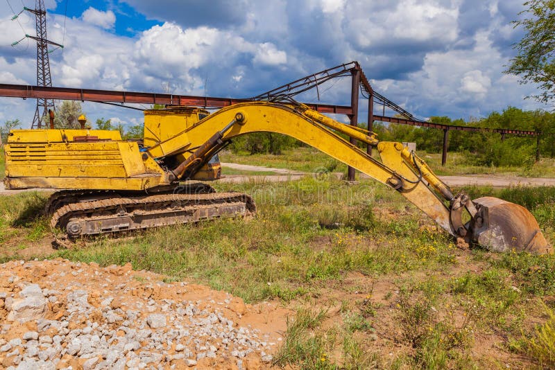 Heavy Power Bulldozer Work on a Building Site Stock Photo - Image of ...