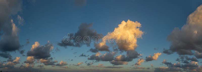 Heavy Rain Cloud Formations, Panorama Format Stock Image - Image of ...