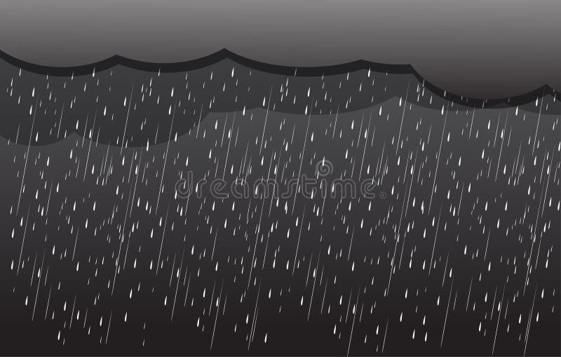 Heavy Rain in Dark Sky, Vector Background Stock Illustration ...