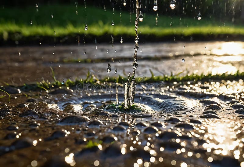 When Heavy Rain Drops Hit the Ground Stock Illustration - Illustration ...