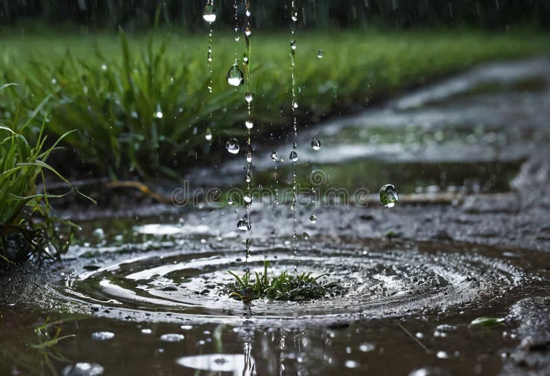 When Heavy Rain Drops Hit the Ground Stock Illustration - Illustration ...