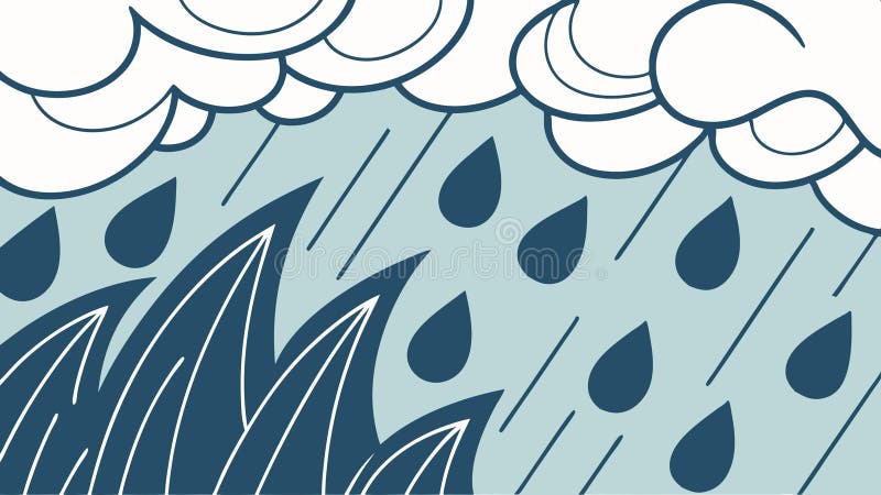 Heavy Rain Falling on Plants or Grass Weather Climate Illustration ...