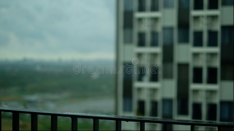 Heavy Rain Falling on Small Balcony Terrace Stock Footage - Video of ...