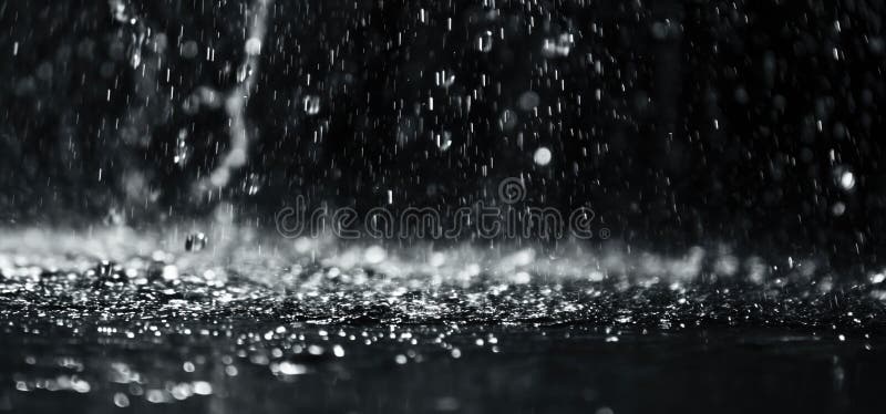 Heavy Rain Isolated on Black Background Stock Photo - Image of blue ...