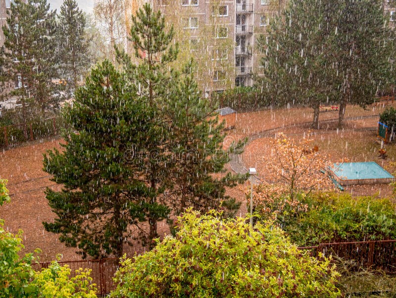 Heavy Rain with Large Drops Captured in Motion Stock Image - Image of ...