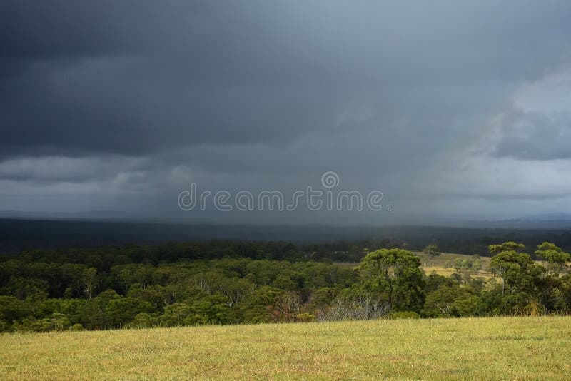 Heavy Rain Moving Across a Rural Landscape Stock Photo - Image of ...