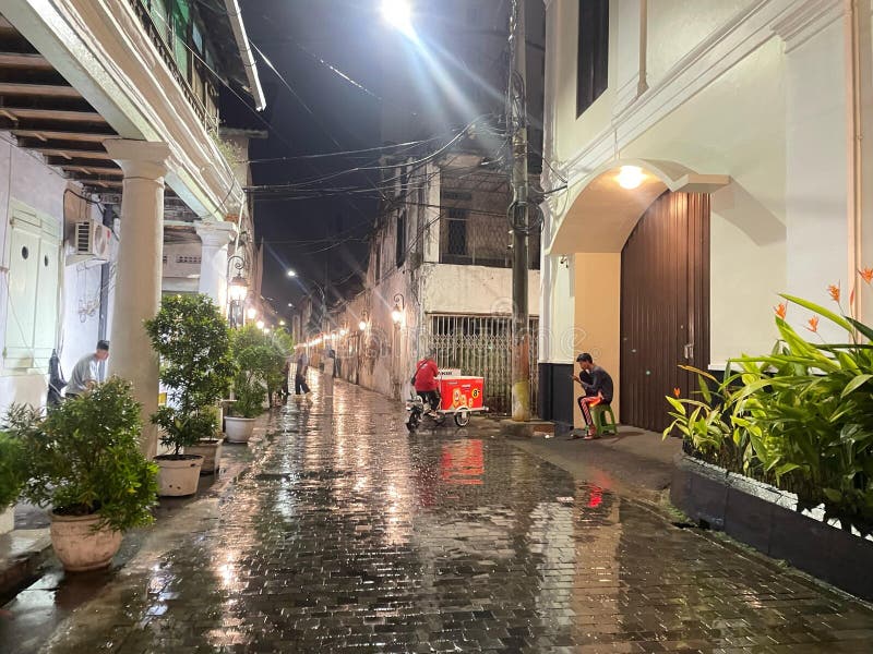 Heavy Rain at Night and Cold Air Editorial Stock Photo - Image of town ...