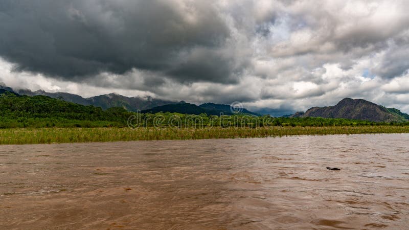 Heavy Rain Over the Amazon River and Forest Stock Image - Image of palm ...