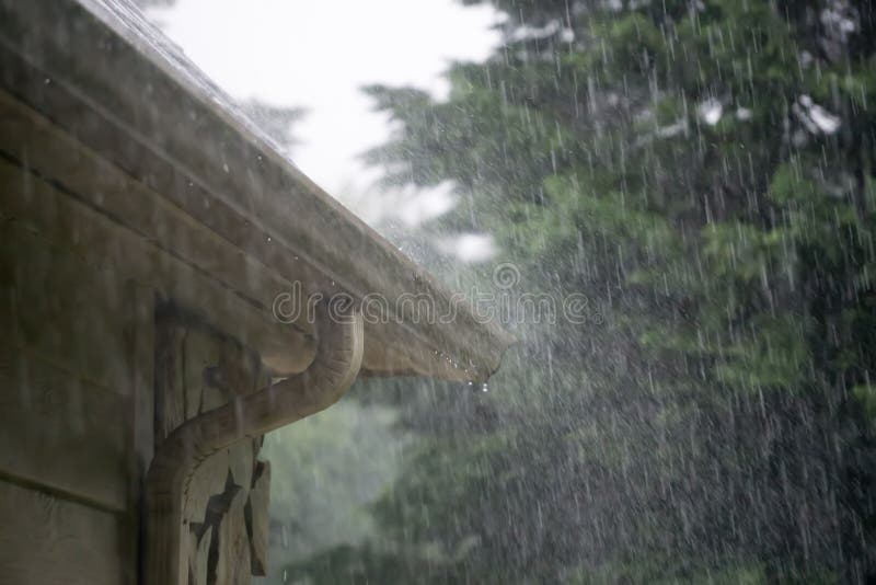 Heavy Rain Pouring Down from Passing Storm Stock Photo - Image of dark ...