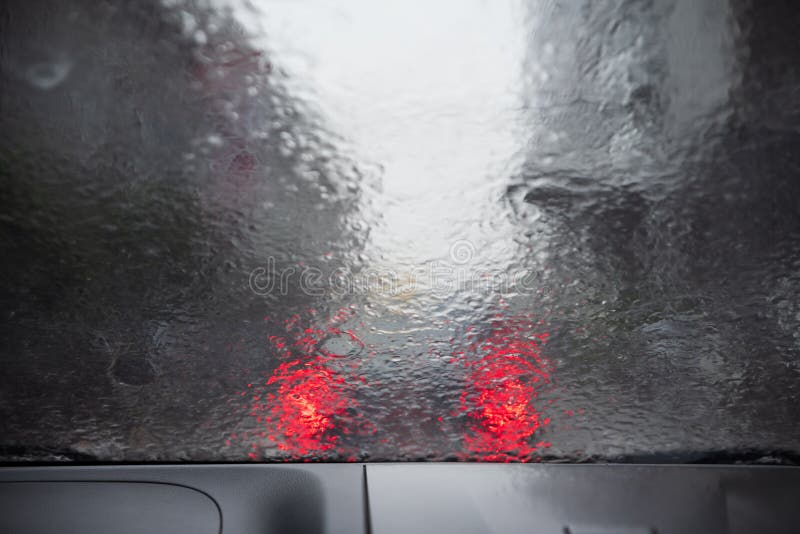 Heavy Rain. Raindrop on the Window Car Stock Photo - Image of storm ...