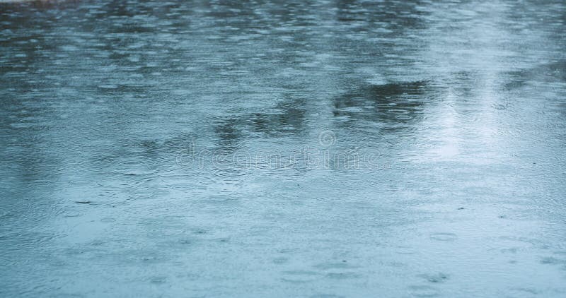 Heavy Rain Raining on a Water Surface Stock Image - Image of aqua ...