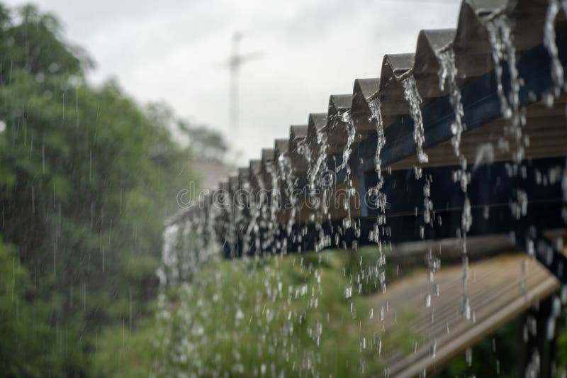 Heavy Rain on the Roof of the House Stock Image - Image of pattern ...