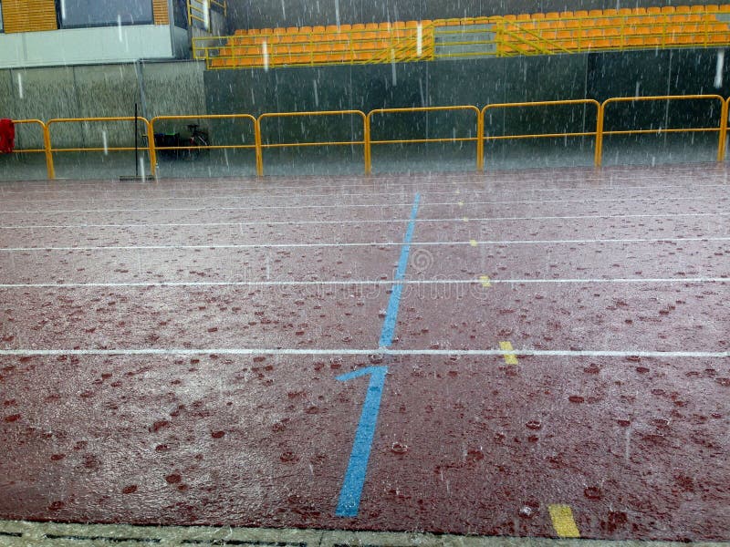 Rain at a football stadium stock photo. Image of sport - 112150366