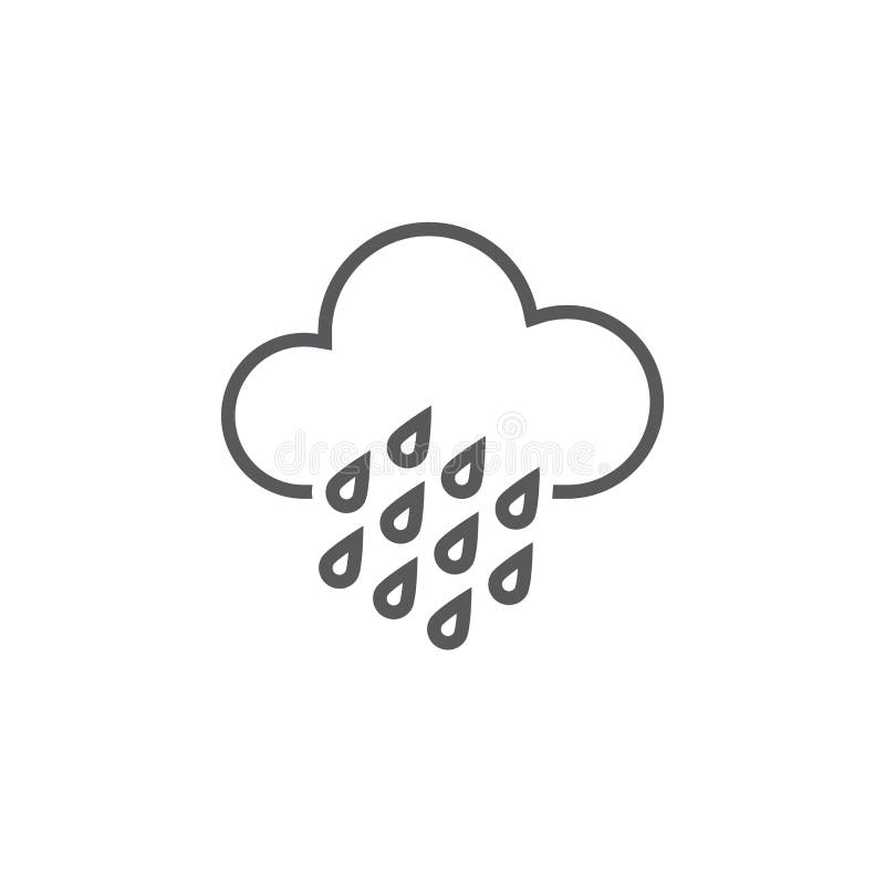 Heavy Rain Weather Icon Isolated on White Background. Vector ...