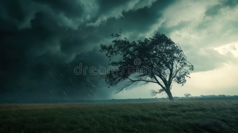 Heavy Rain and Wind Bending Trees As a Powerful Storm Rolls through a ...