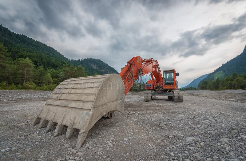 Huge Heavy Excavation Digger with Shovel Stock Image - Image of ...