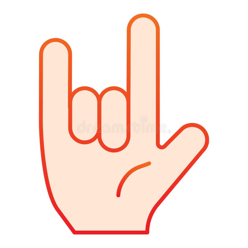 Heavy Rock Sign Flat Icon. Rock and Roll Gesture Vector Illustration ...