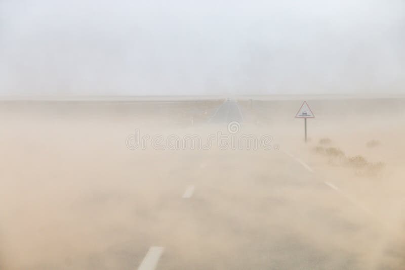 Heavy Sandstorm on the Road Stock Image - Image of scenic, africa ...