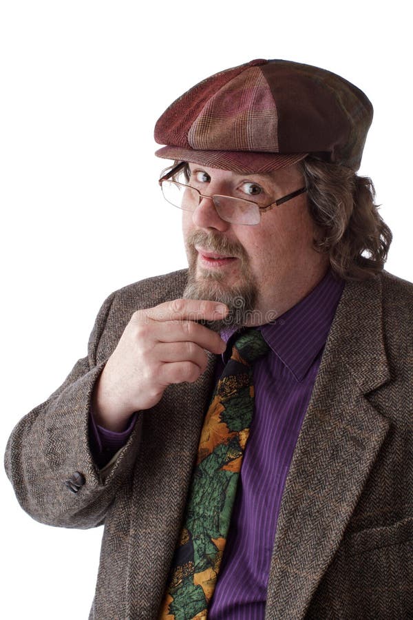 Heavy Set Man Smiles and Strokes Beard Stock Photo - Image of jacket ...