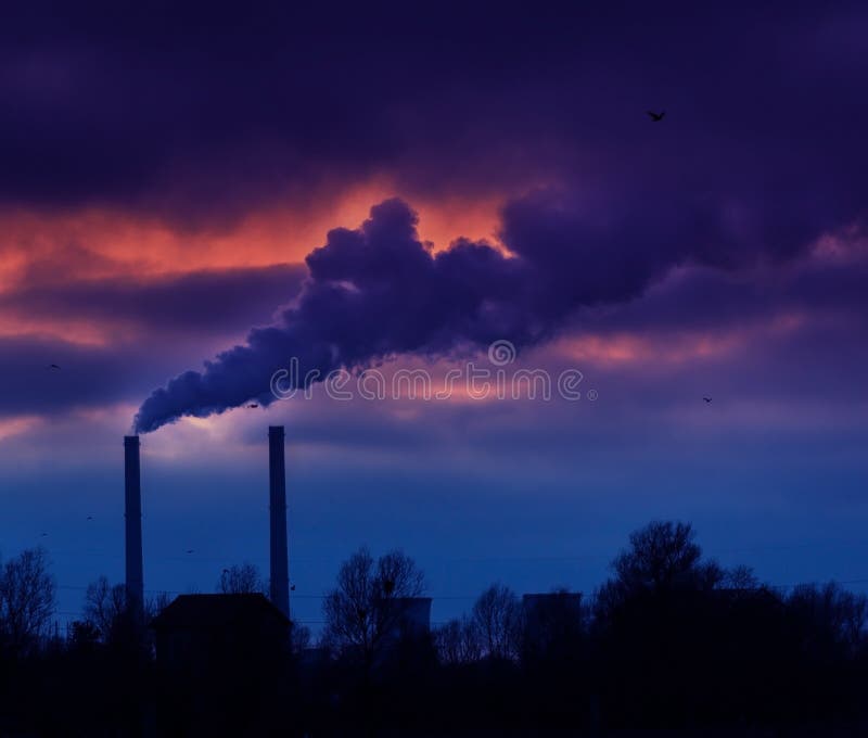 Heavy Smoke from Coal Power Plant Stock Image - Image of decay, dusk ...