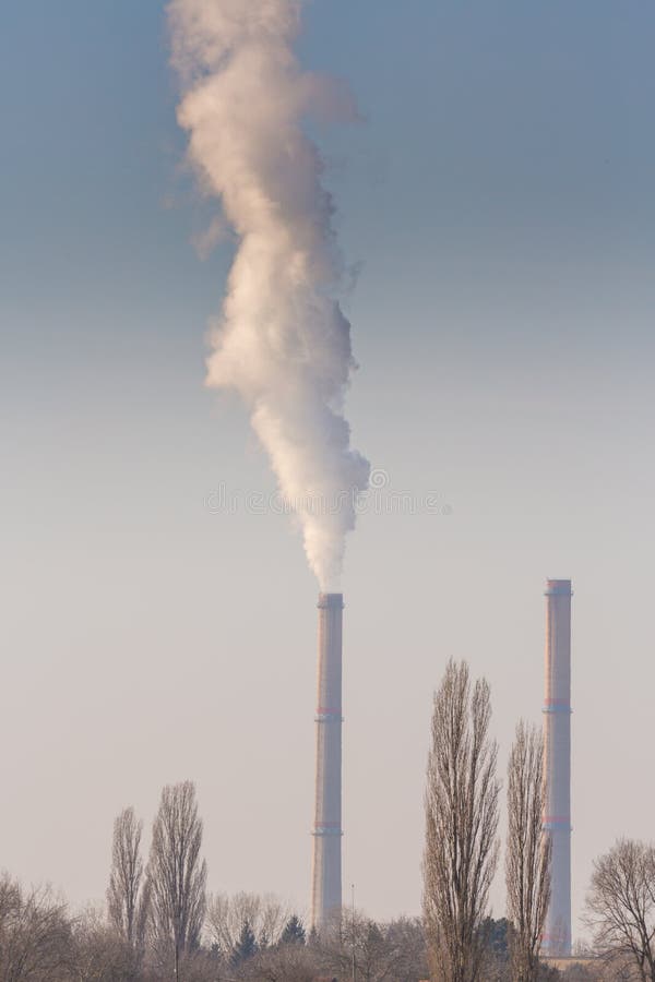 Heavy Smoke Pollution from Coal Power Plant Stacks Stock Image - Image ...