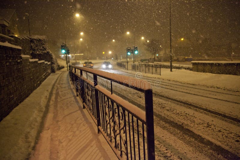 Heavy Snow Fall with Passing Traffic Stock Photo - Image of slippy ...