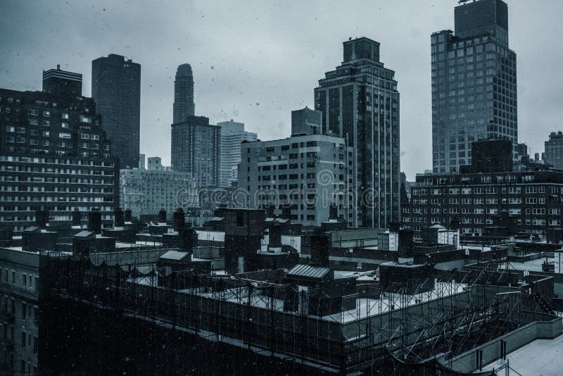 Heavy Snow Fall on the Upper East Side Stock Image - Image of building ...