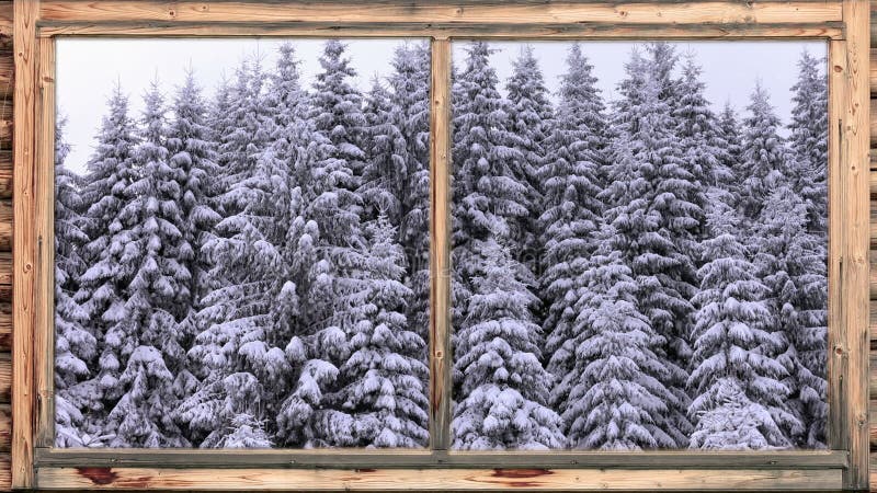 Heavy Snow Falling in Wooded Area Seen through Window Stock Video ...