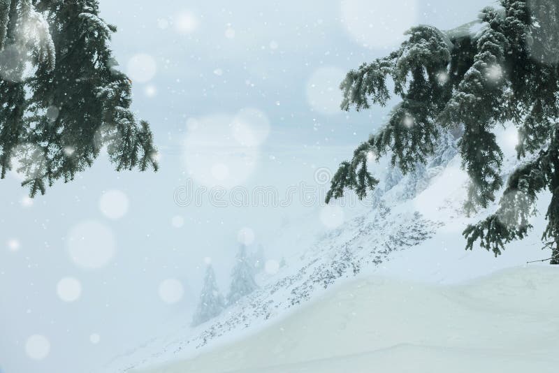 Heavy Snowfall in the Mountains during Heavy Winter Stock Image - Image ...