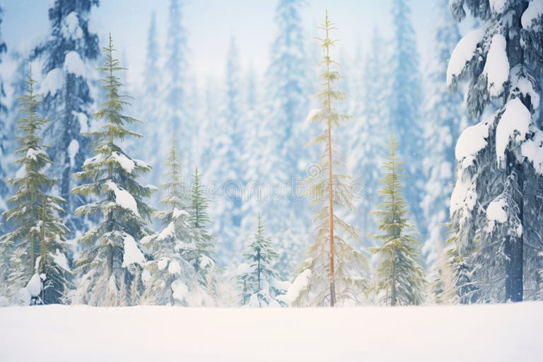 Heavy Snowfall Over a Coniferous Forest in a Cold Zone Stock Image ...