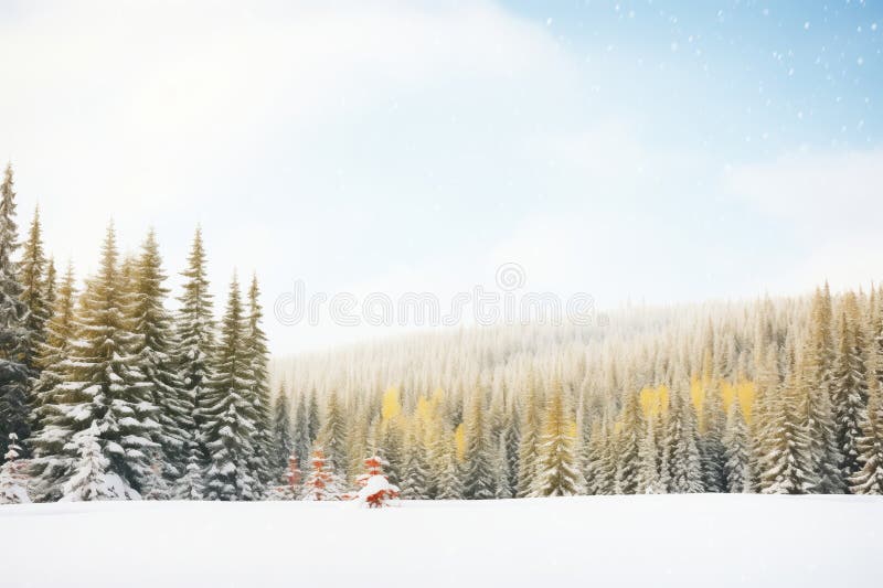 Heavy Snowfall Over a Coniferous Forest in a Cold Zone Stock Photo ...