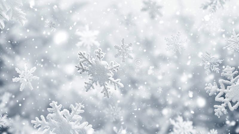 Heavy Snowfall, Snowflakes in Different Shapes and Forms. Many Cold ...