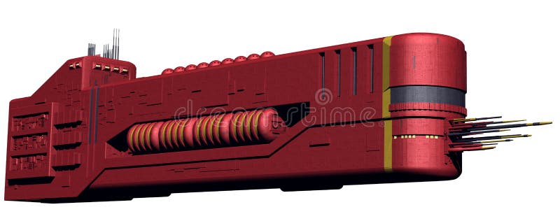 Heavy Space Freighter 3D Illustration Stock Illustration - Illustration ...