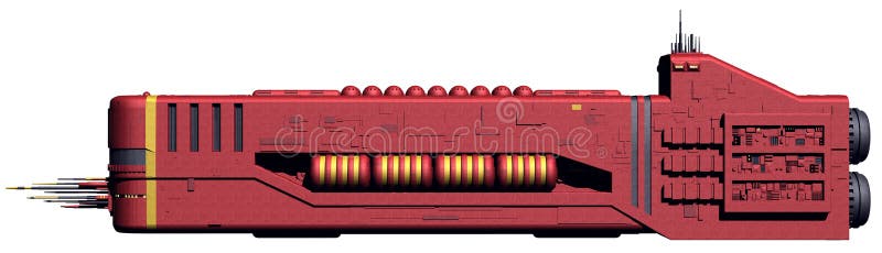 Heavy Space Freighter 3D Illustration Stock Illustration - Illustration ...