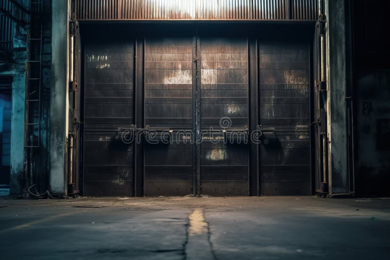 Heavy Steel Doors of a Garage or Loading Gate Illustration. AI ...