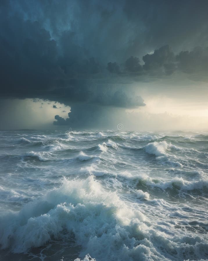 Heavy Storm Approaching Over a Wild and Furious Sea Stock Photo - Image ...