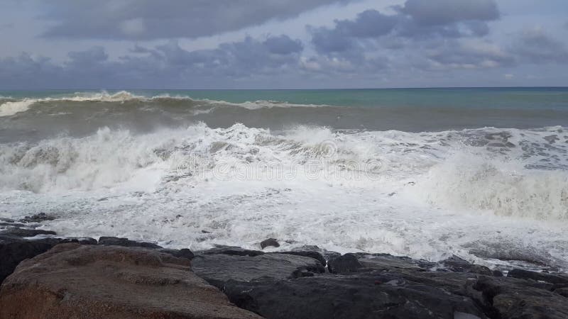 Heavy Storm at Sea. Raging Sea. Big Waves with Foam. Dangerous Raging ...