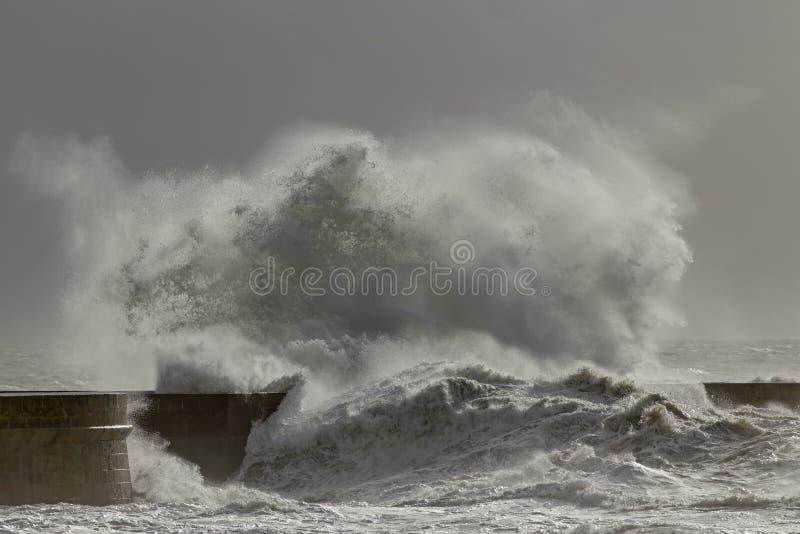 Heavy storm sea wave stock photo. Image of landscape - 257921820