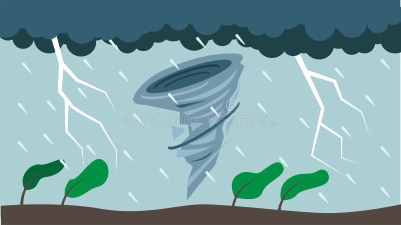 Heavy Storm with Whirlwind Tornado Stock Illustration - Illustration of ...