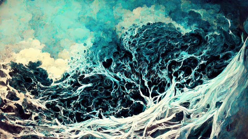 Heavy Strong Water Waves, Disaster Dangerous Ocean, Ai Generated Image ...