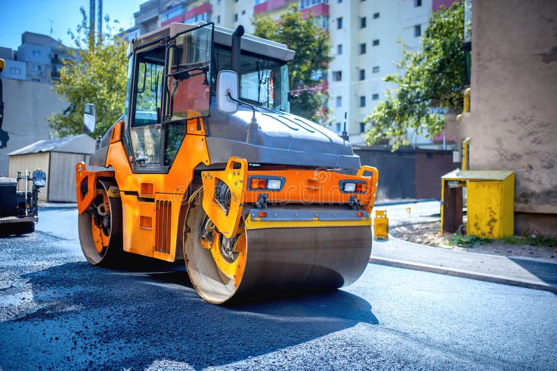 Heavy Tandem Vibratory Roller Compactor Working Stock Image - Image of ...