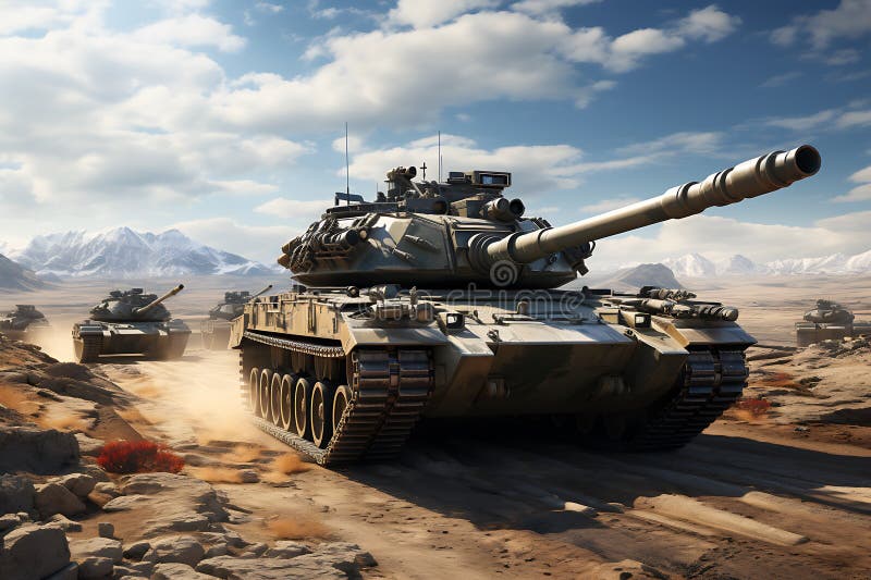 Heavy Tank in the Desert. 3D Illustration. 3D CG Stock Illustration ...