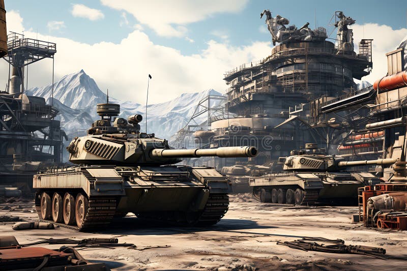 Heavy Tank in the Desert. 3D Illustration. 3D CG Stock Illustration ...