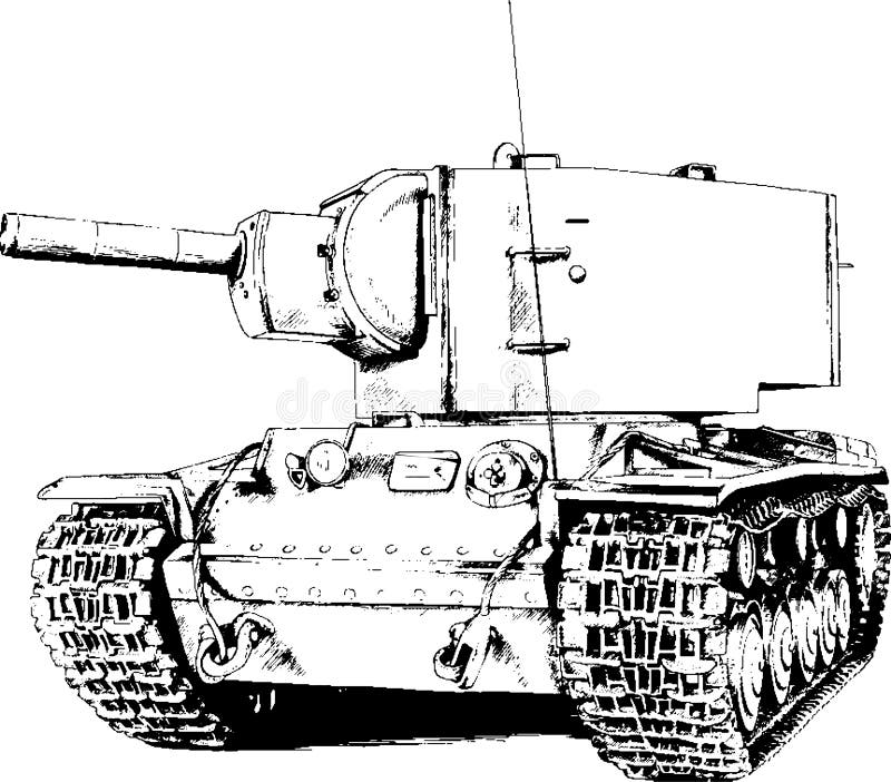 The Heavy Tank is Painted with Ink Stock Vector - Illustration of ...