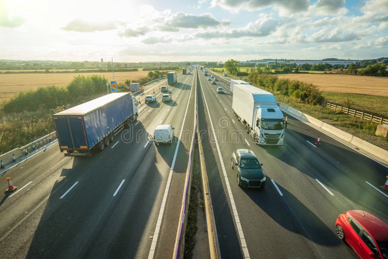 Heavy Traffic in Blurry Motion on UK Motorway in England Stock Photo ...